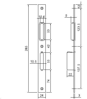 SCHLIEßPLATTE FÜR KFV 49 UND 59 PZW F3X24X285 MM, STAHL VERZINKT, DIN L ...