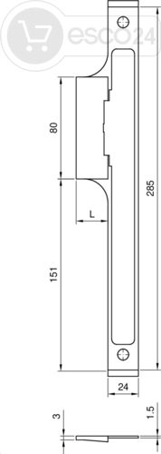 ISO-Platte Schüco ADS70 GGK Lappen 25mm F3x24x285mm f.GF L | 354821