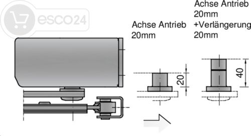 systeQ DA250-2 Set mit Gestänge mit Montageplatte, silber (Achse+20mm ...