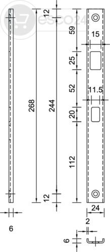 SCHLIESSBLECH U-STULP 24x6, NIRO,DIN L+R für BKS 1795 und BKS 1895 | 664235