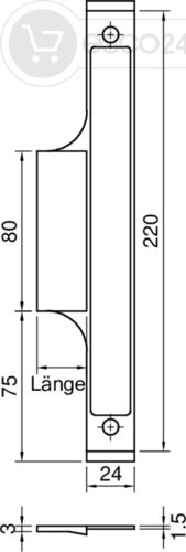ISO-Platte einwärts NSB ohne Lappen F3x24x220mm DIN L/R | 672351