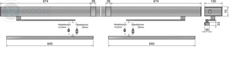 dormakaba ED 250 ESR 1/2 Set m.Gleitschiene 2-flg. upgrade full energy ...